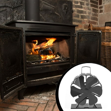 Mini Fireplace Heat Stove Fan Log Wood Practical 6 Blades Log Fire ...