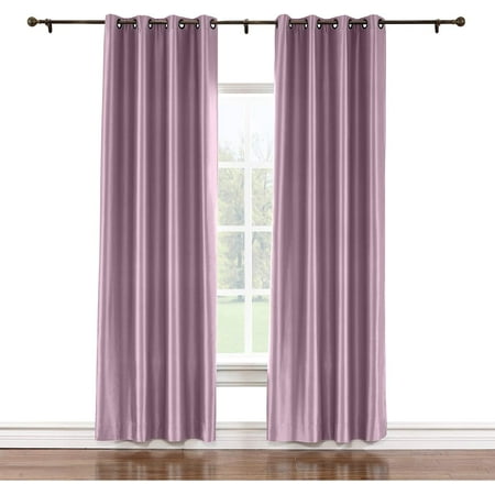 52 W x 63 L Grommet Faux Silk Curtains with Blackout Lining Drapery ...