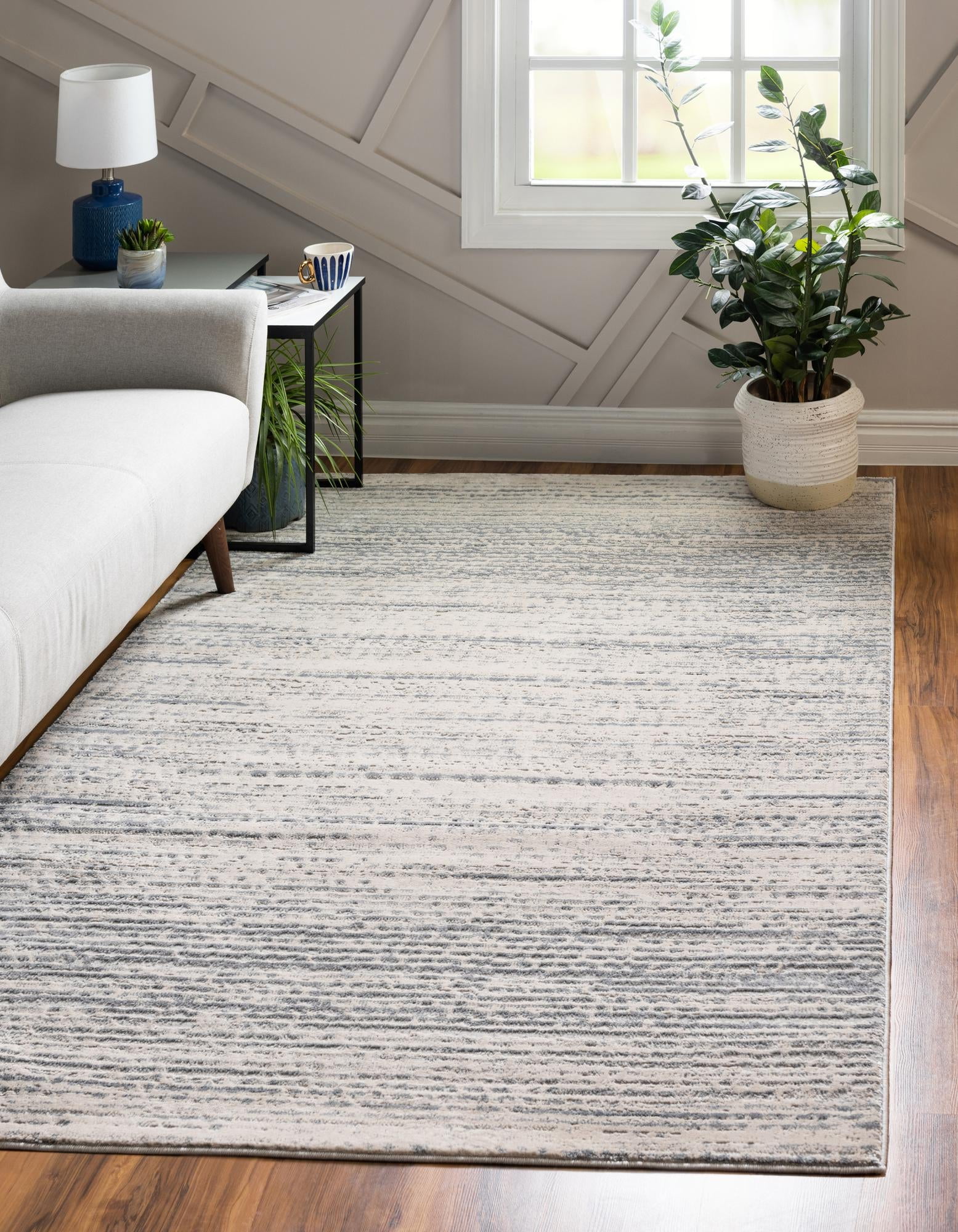 Unique Loom Calm Oasis Rug Cream/Ivory 8' x 10' Rectangle Abstract ...