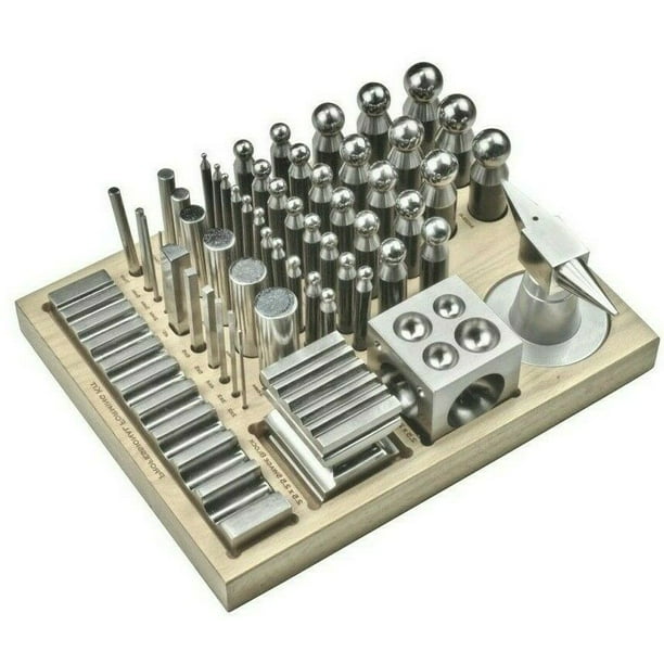 56pc Dapping Punch Set Jumbo Doming & Steel Swage Block Pro Jewelry ...