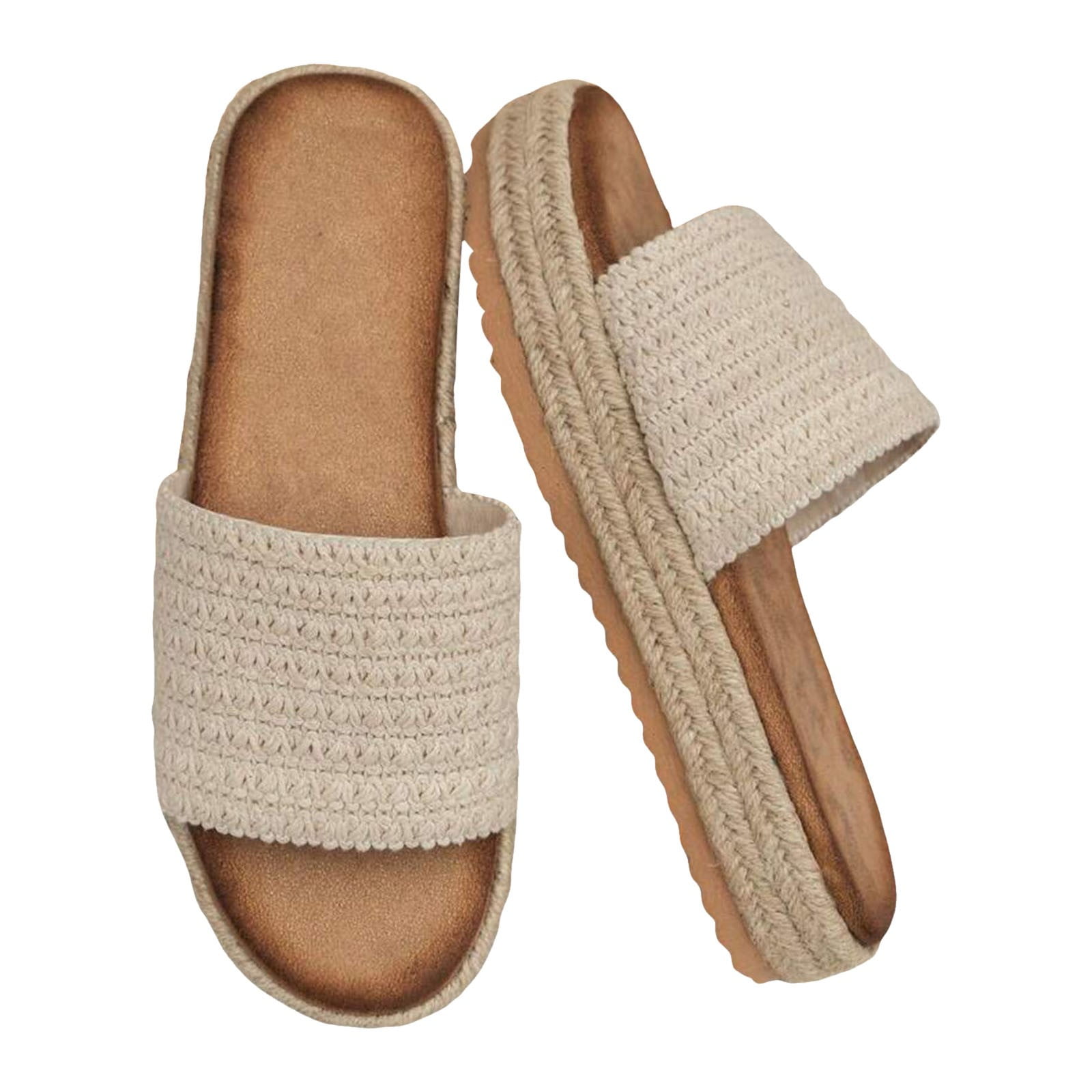 Click here for Fukaraa Dressy Raffia Sandals Women Flat Slides Op... prices