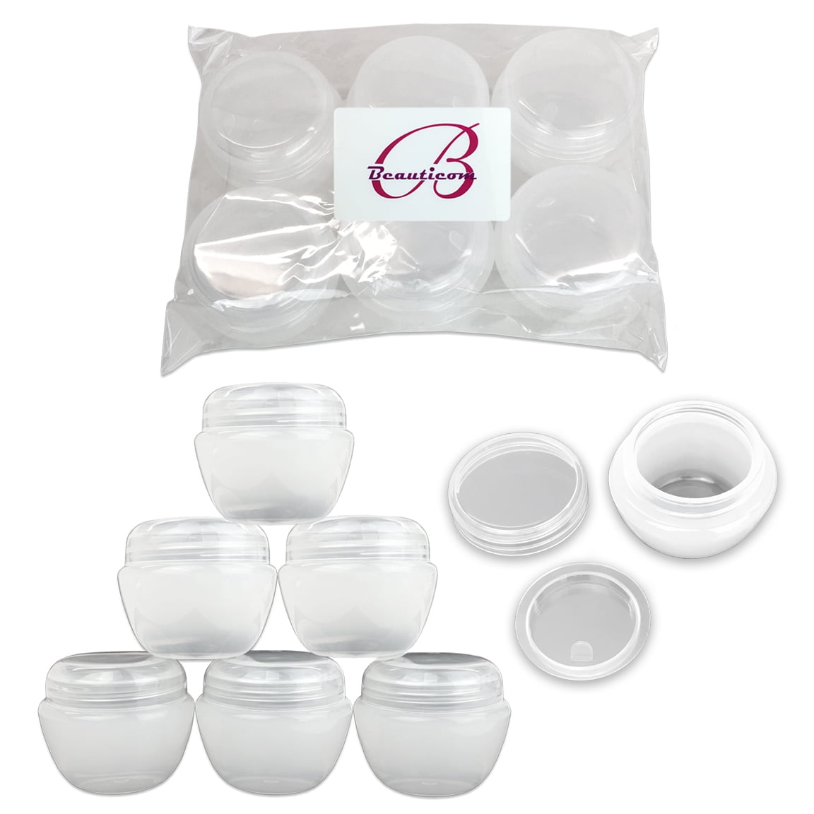 Beauticom 6 Jars 50G/50ML Round Frosted Container Jars with Inner Liner ...