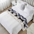 Abstract Art Bed Runner Twin Size Blue Black Beige Line Simple Gray ...