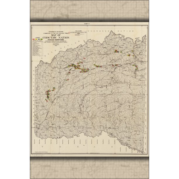 24"x36" Gallery Poster, Map of Choctaw Nation, Indian territory 1900 p1 ...