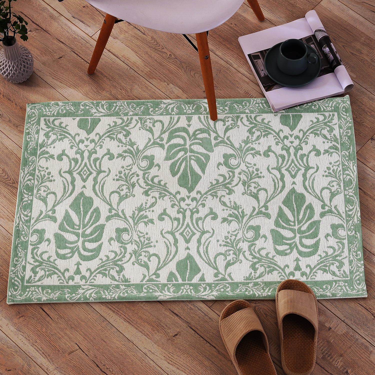AMIDA 20"x31" Door Mat Hallway Indoor Doormat Green Monstera Leaf Rugs ...