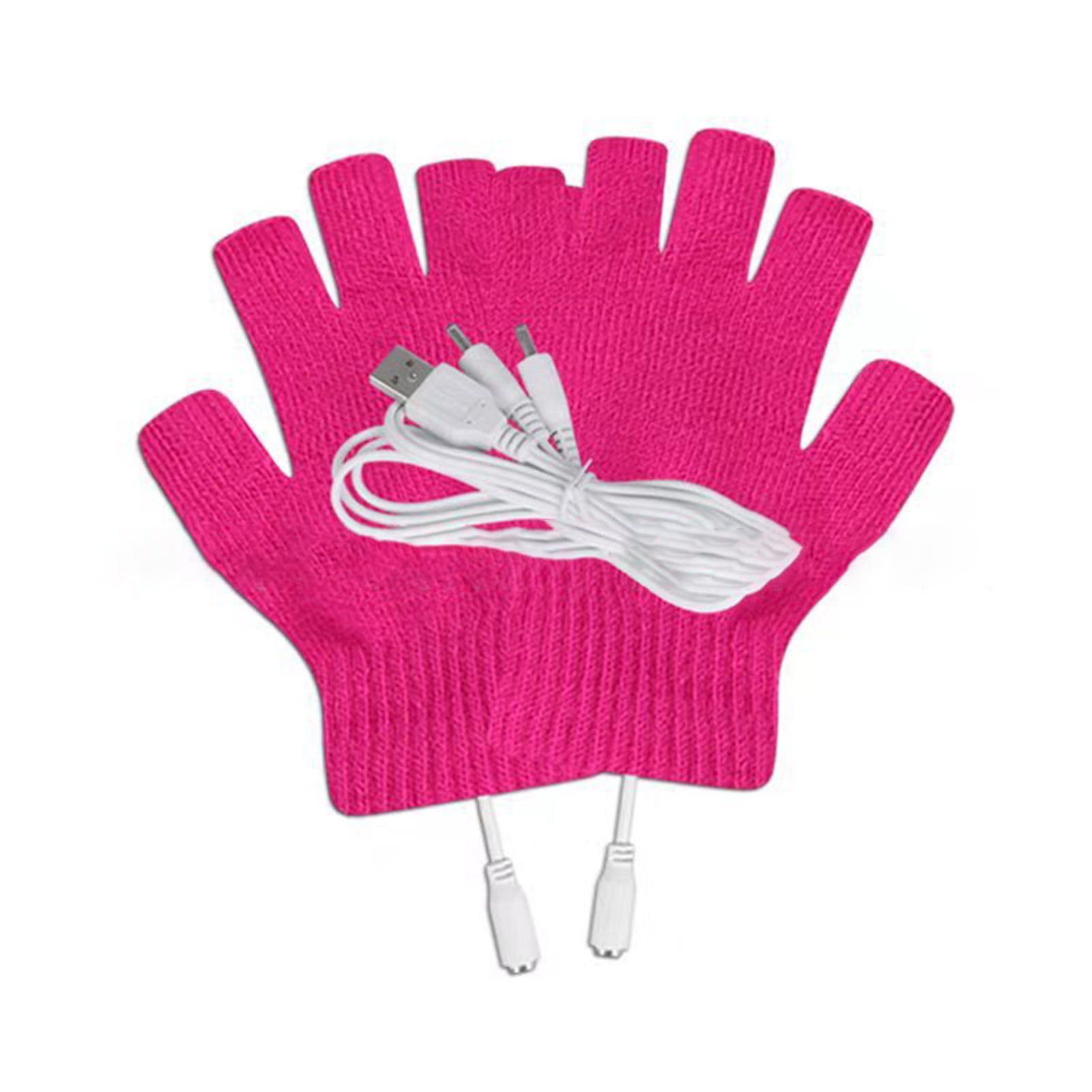 1 Pair Half Finger Ribbed Cuffs Hand Warmers Good Elastic USB Electric ...