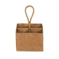 Kouboo Loma Rattan Bottle Caddy With Handle-Boho, 4-Compartment Utensil ...