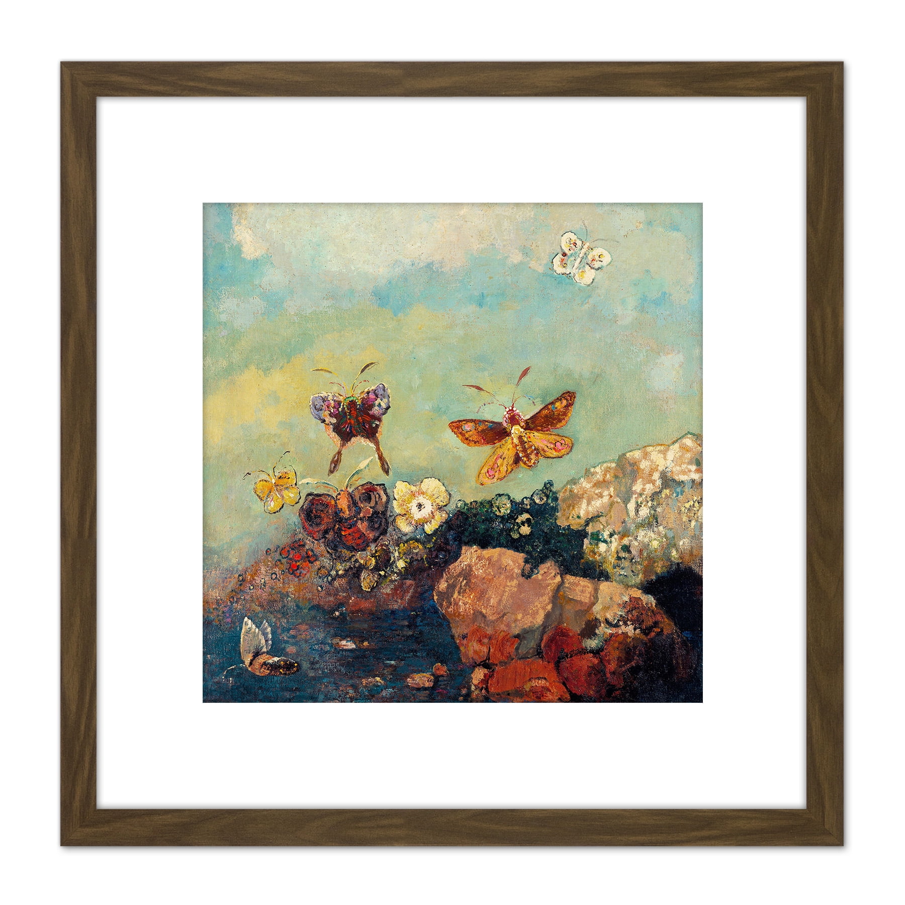 Odilon Redon Butterflies Cropped 8X8 Inch Square Wooden Framed Wall Art ...