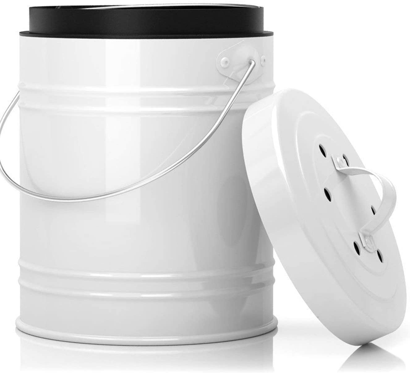 Cooler Kitchen 1.3 Gal. Compost Bin with Charcoal Filters - White ...