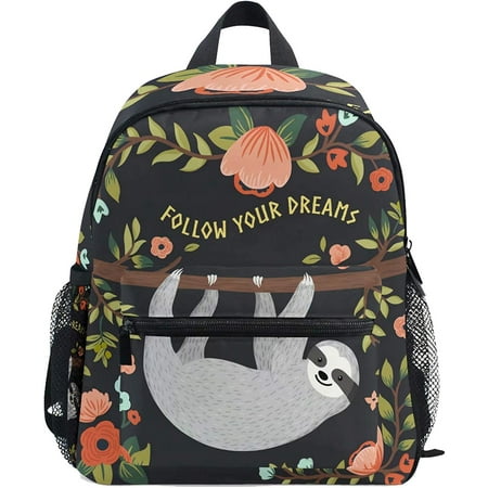Summer Tropical Sloth Floral Backpack for Kids Girls Boys Funny Animal ...