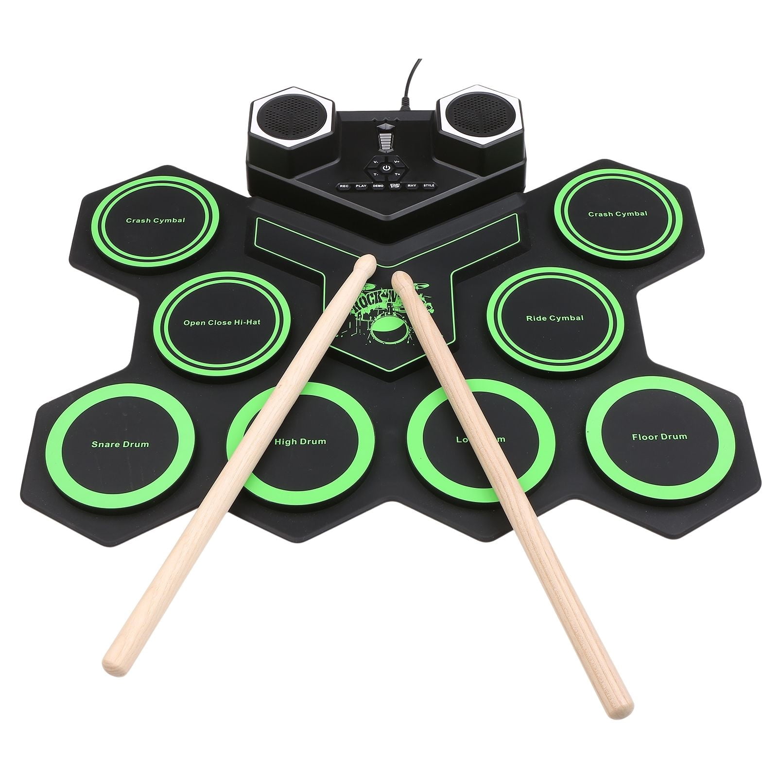 Ammoon USB Portable Roll Drum Kit Silicone Roll Electronic Drum Roll ...