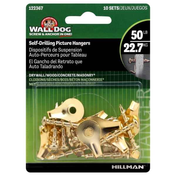 Hillman Walldog 50# Wide Brass 10pc - Walmart.com - Walmart.com