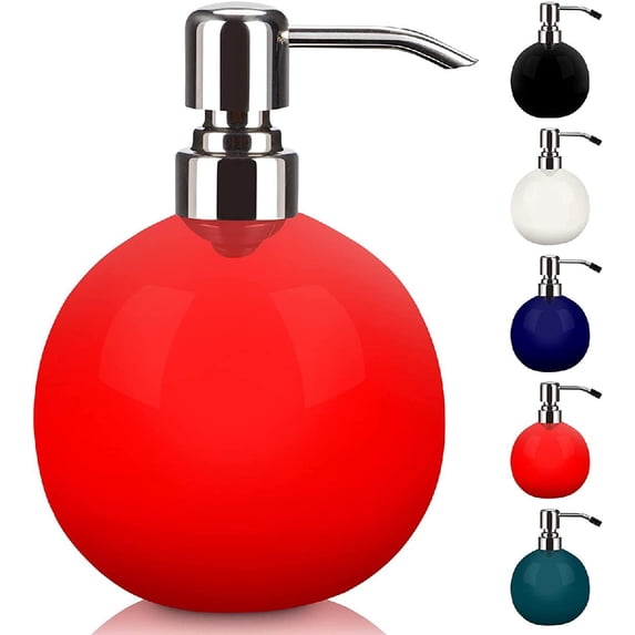 18 Oz Ceramic Soap Dispenser with Rust Proof Stainless Steel Pump ...