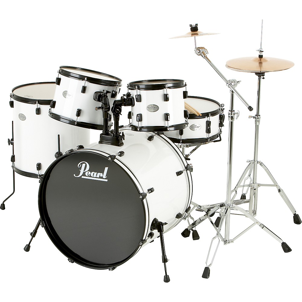 Pearl Soundcheck 5 Piece Drum Set With Zildjian Cymbals White Black
