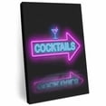 Cocktails Neon Arrow Canvas Wall Art for Living Room, Modern Bar Style ...