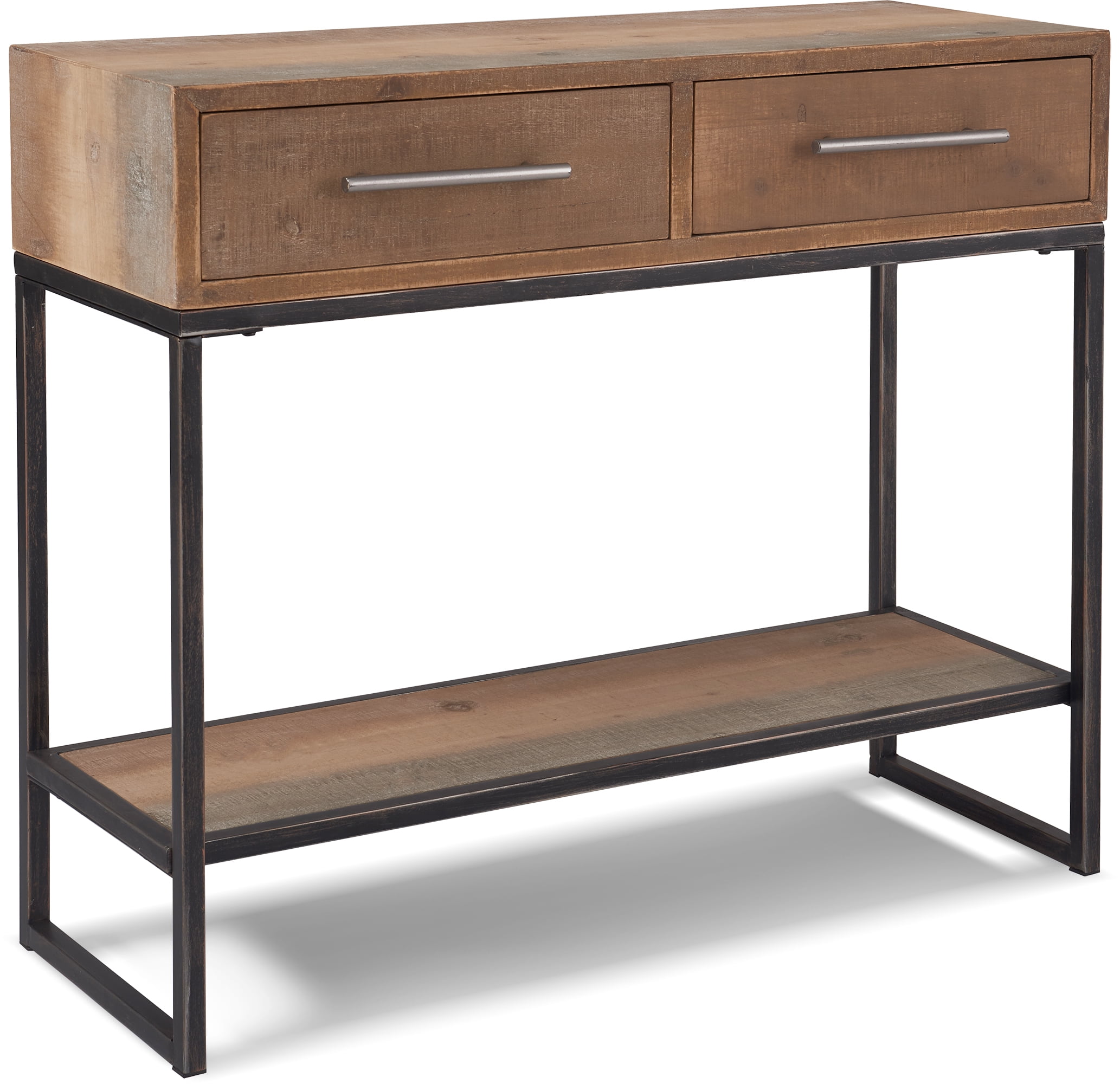 Finch Morris Wood and Metal Console Table with 2 Drawers, Brown ...