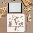 Geometric Cat Pattern Painting Stencil with Brush 11.8x11.8inch 4 ...