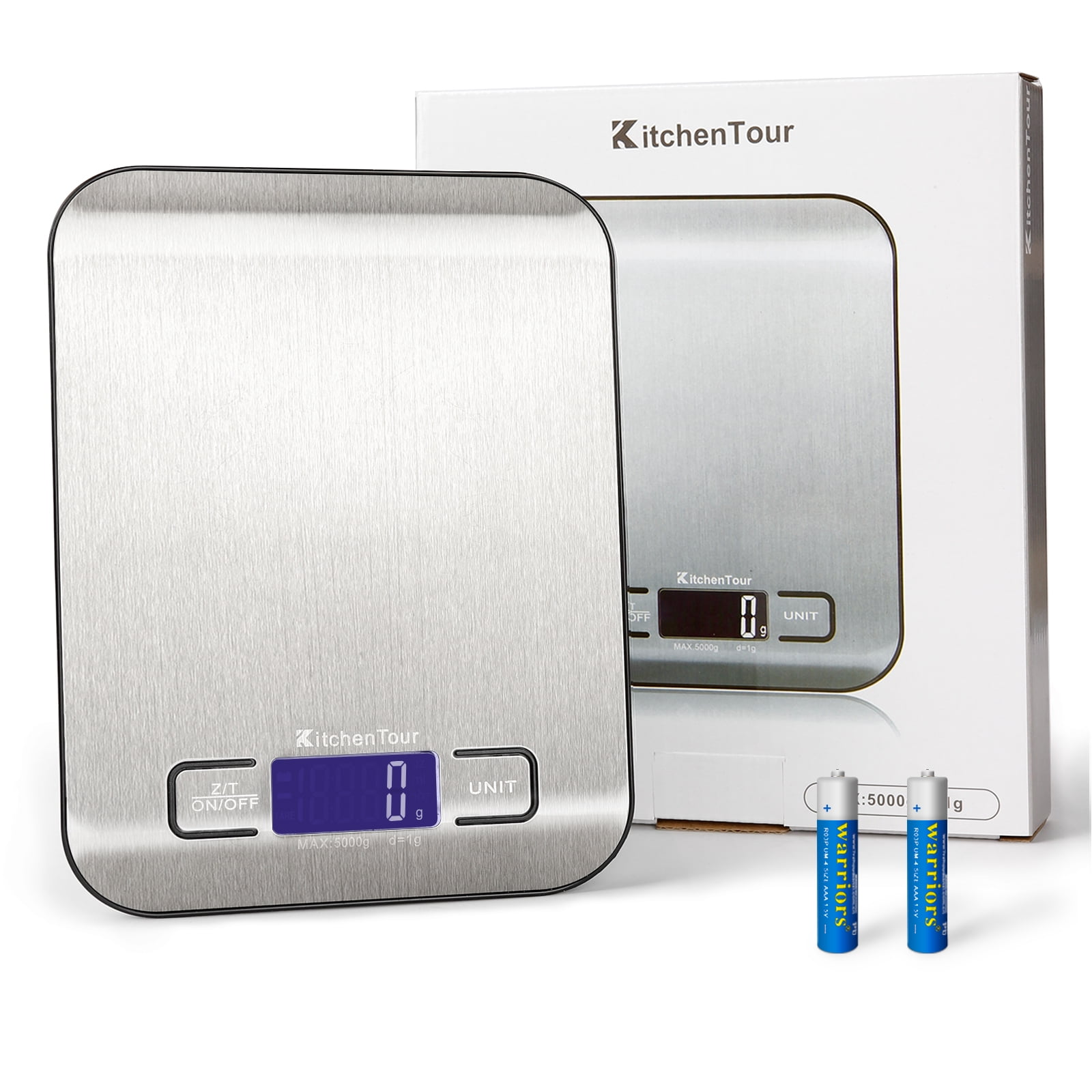 KitchenTour 5kg/11lb Digital Kitchen Scale,Food Meat Scale with 1g/0 ...