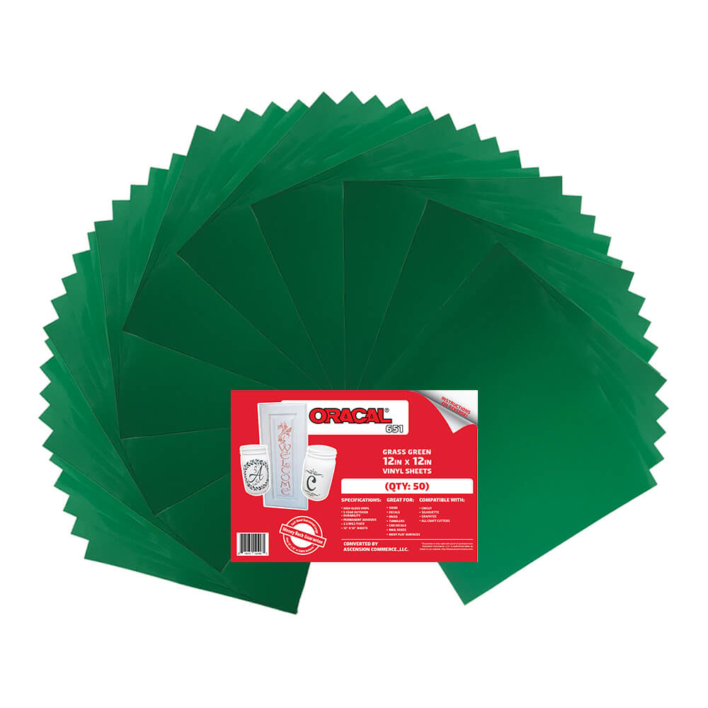 (50) 12" x 12" Sheets - Oracal 651 Grass green Adhesive Craft Vinyl for ...