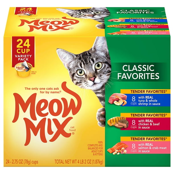 Meow Mix Classic Favorites Variety Pack, 2.75-Ounce Cans (Pack of 24 ...