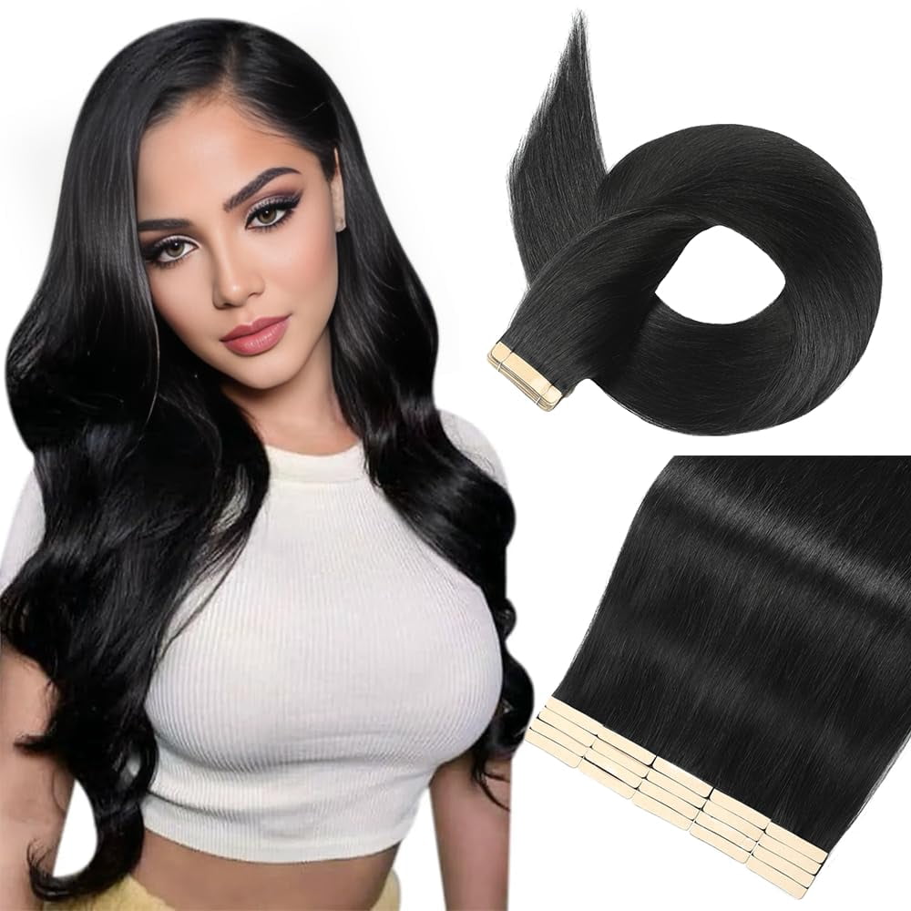 Extensiones de pelo con cinta adhesiva YNSNR, 40 cm, 20 unidades, color ...
