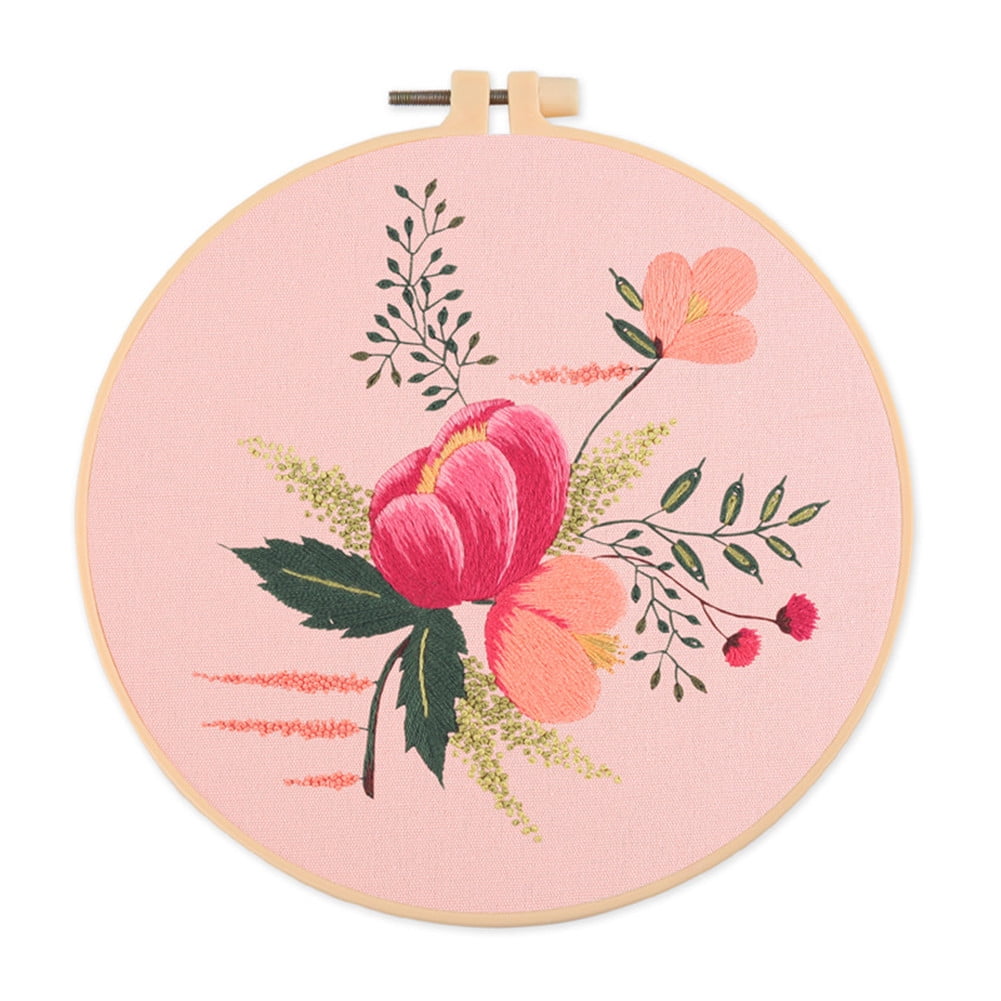 6 Pcs/set Fabric Floral Embroidery Diy Kit With Embroidery Stretch ...