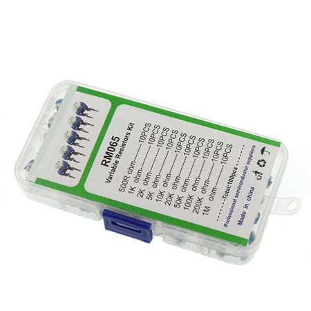 juguse 100 Pieces Potentiometer Kit RM065 Variable Resistor 10 Types ...