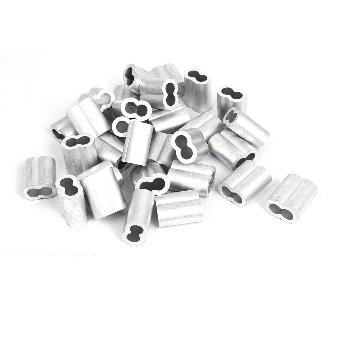 10mm 3/8" Double Hole Aluminum Swage Sleeve Wire Rope Clamp Clip 30 Pcs ...