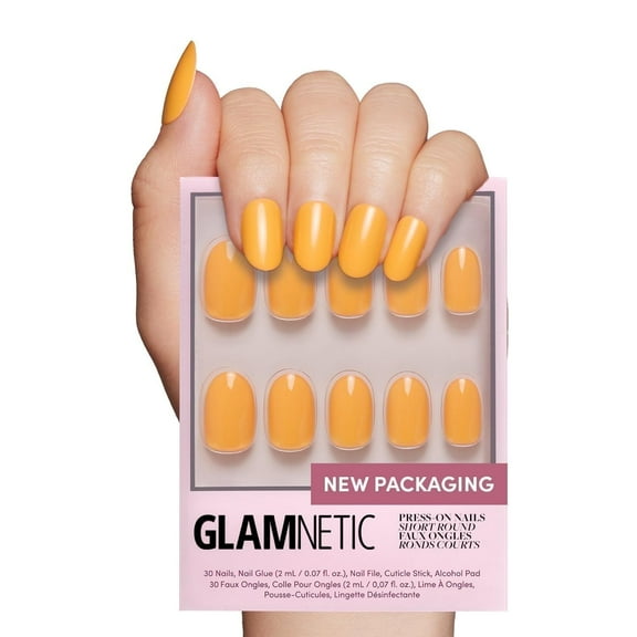 Glamnetic Press-On Nails – Sunset Orange | Muted Orange Round Nails ...