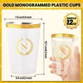 100pcs Gold Foil Letter N Disposable Plastic Cups 12oz Clear Initial ...