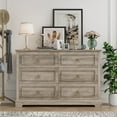 Homfa 6-Drawer Dresser, 47.2'' Wide, Gray, Bedroom Living Room Storage ...