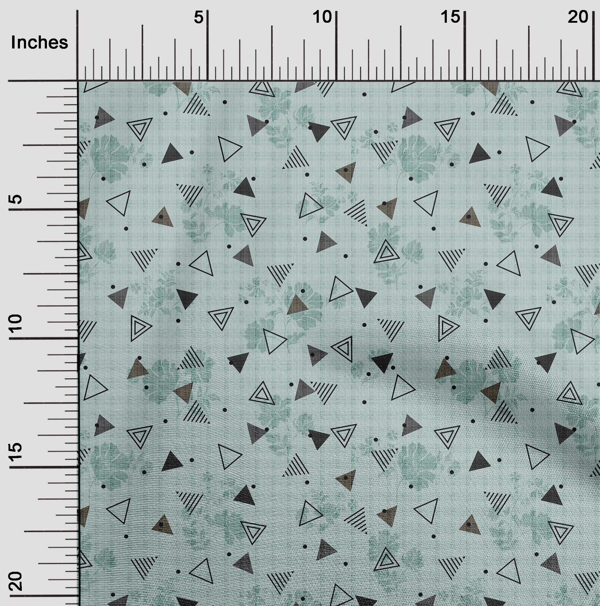 oneOone Viscose Chiffon Dusty Teal Blue Fabric Triangle Geometric ...