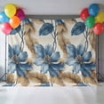 Blue Brown Botanical Backdrop for Photography, Fabric Photo Background ...
