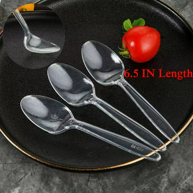Transparent Plastic Spoons | Heavy Plastic Silverware Spoons | Fancy ...