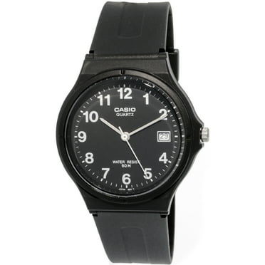 Casio Men's Super-Easy-Reader Watch, Black/Gold Accents MW240-1B2V ...