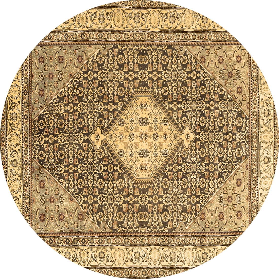 Ahgly Company Indoor Round Persian Brown Traditional Area Rugs, 8 ...