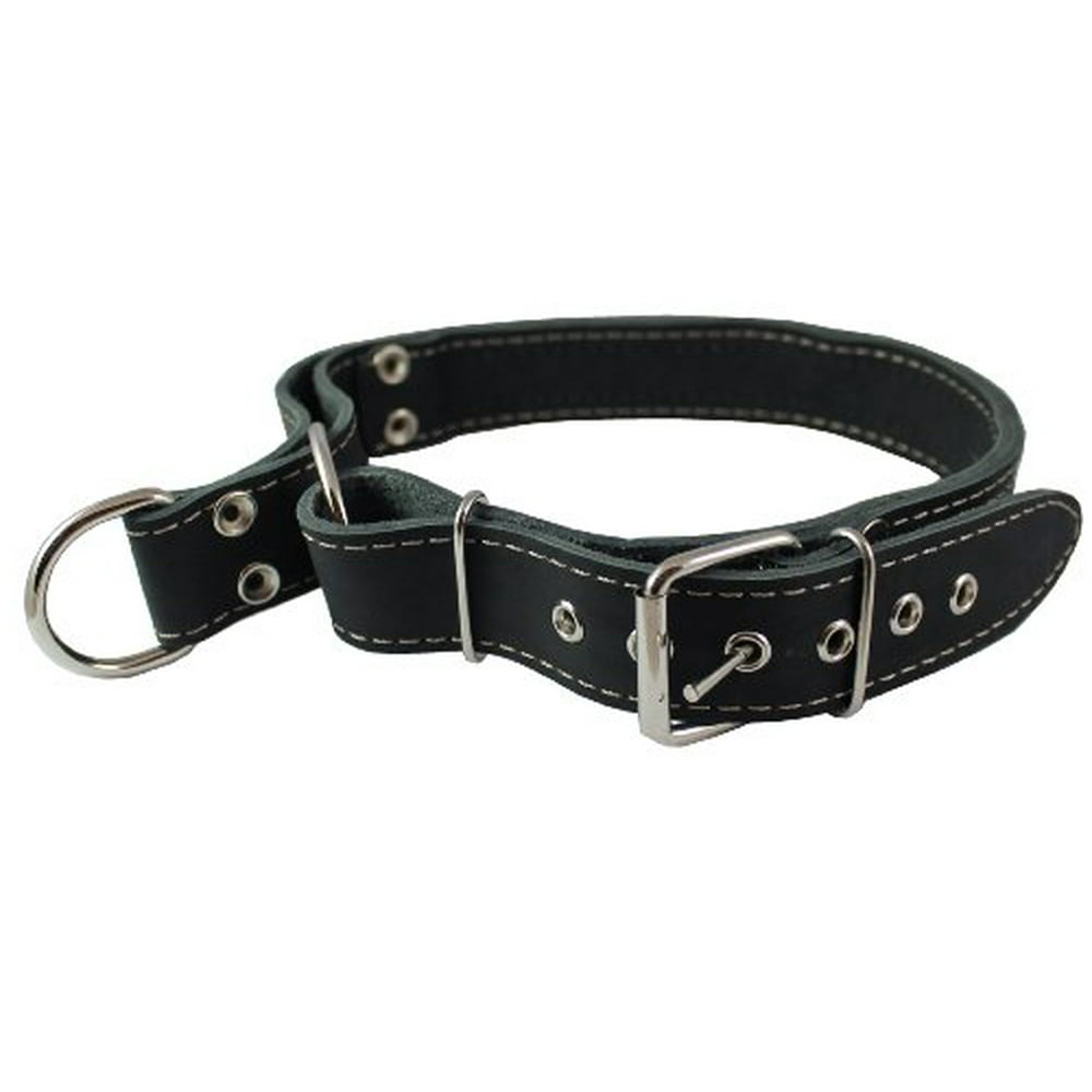 Martingale Genuine Black Double Ply Leather Dog Collar Choker Large ...