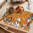 Cartoon Puppy Cotton Linen Placemats Set of 8, Dag Paw Print Bone Balls ...