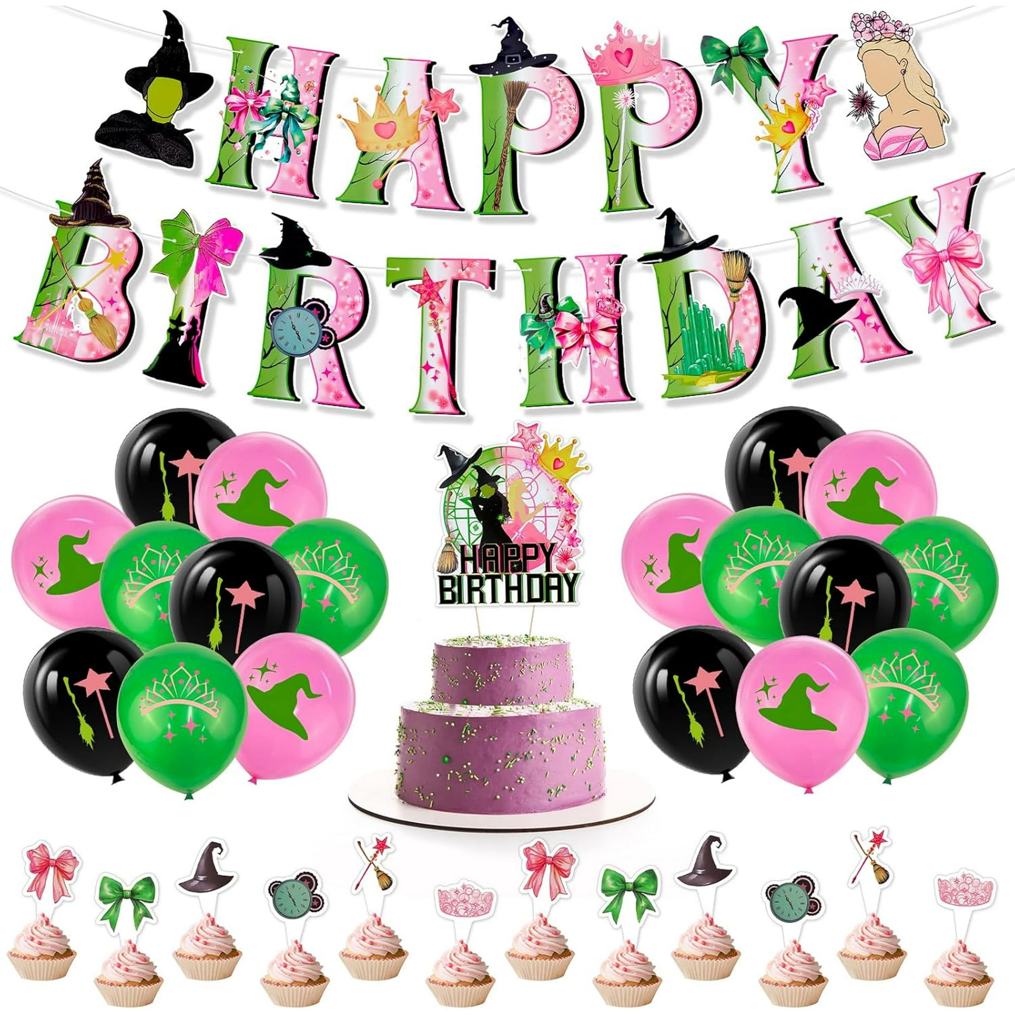 Click here for Phogary Pink And Green Happy Birthday Decorations... prices