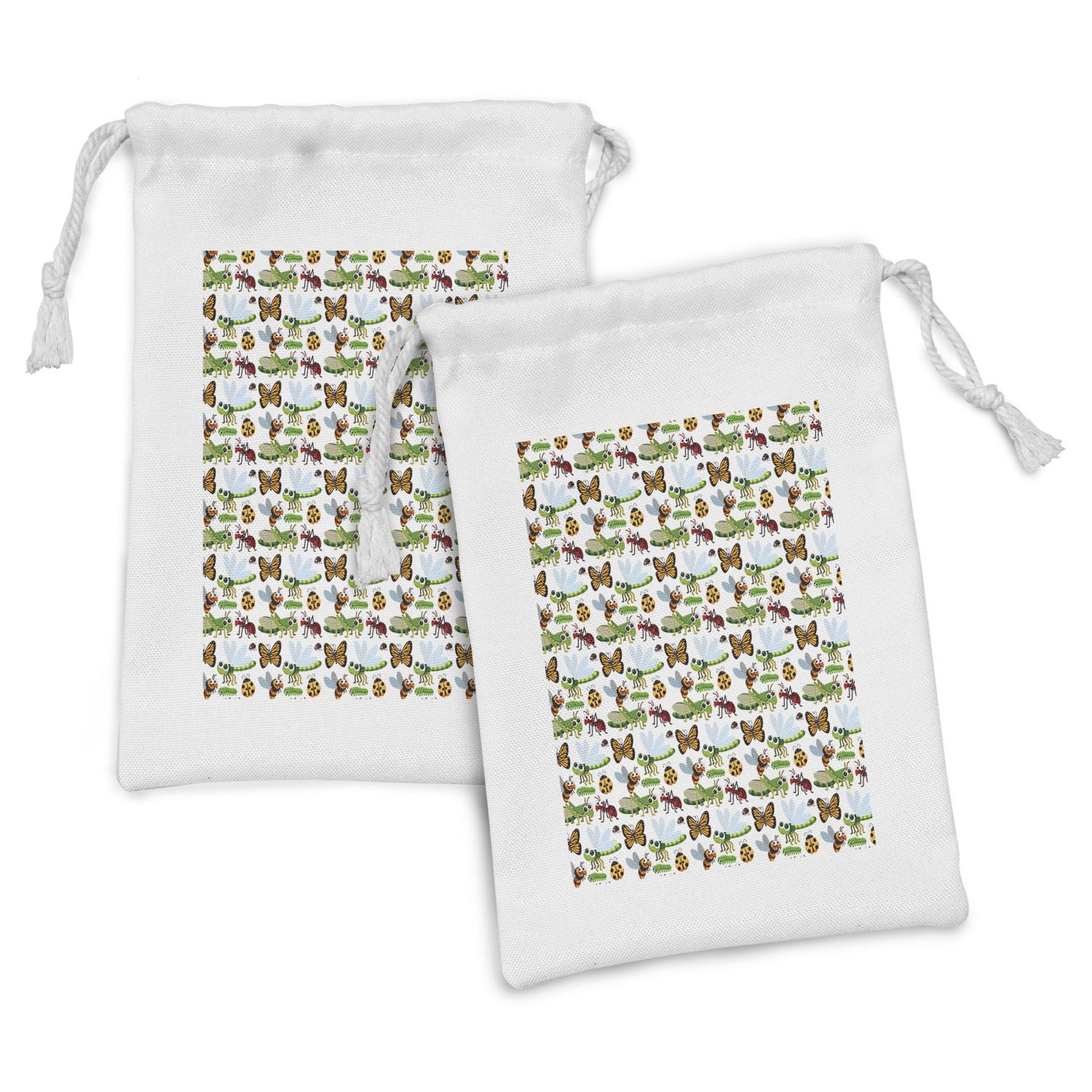 Cartoon Fabric Pouch Set of 2, Funny Insects Wasp Bee Caterpillar ...
