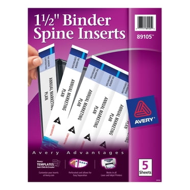 Avery 1" Binder Spine Inserts, 40 Inserts (89103) - Walmart.com