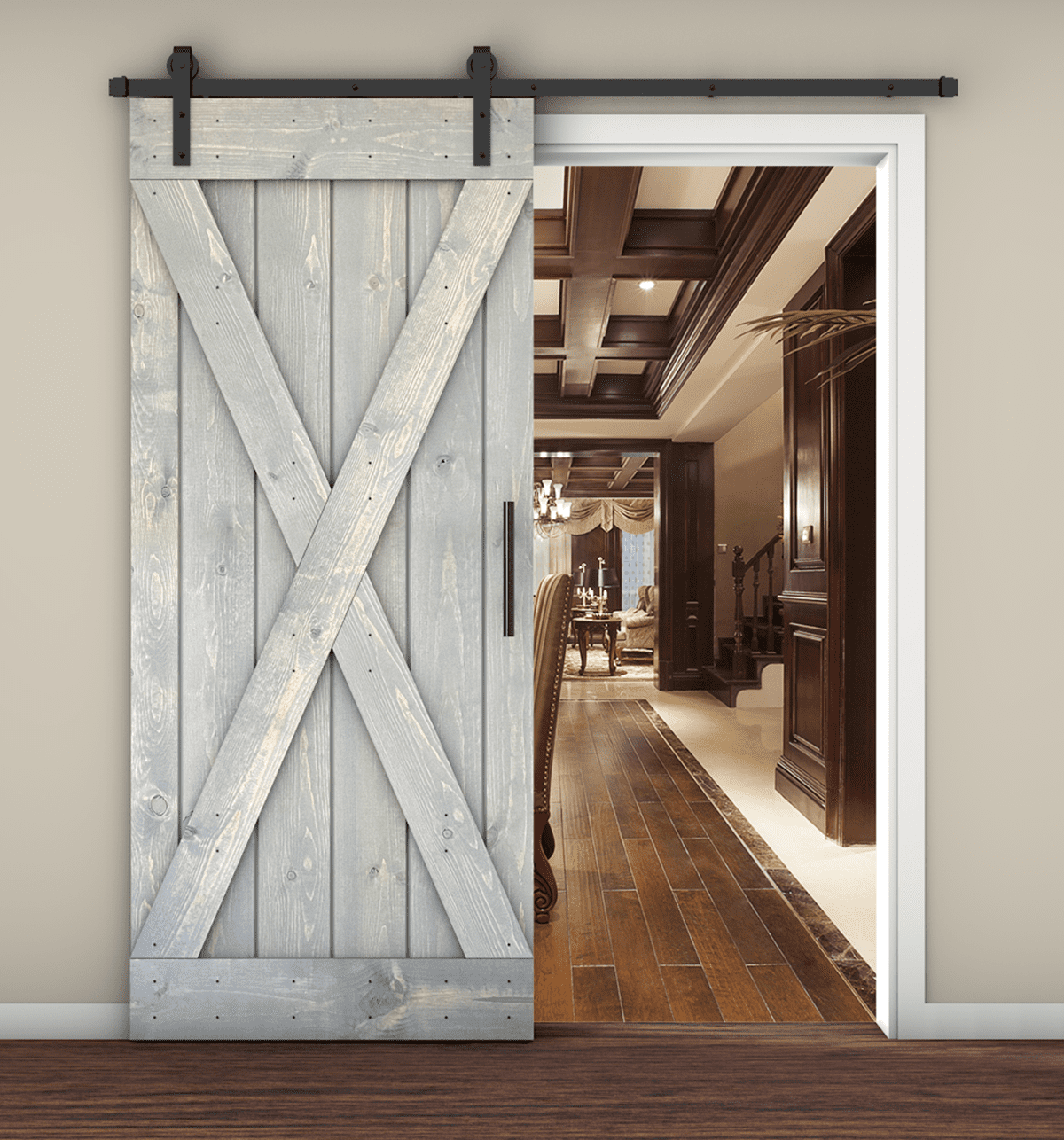 Essencaliy 36in x84in Solid Wood Barn Door, Made-in-USA Farmhouse ...