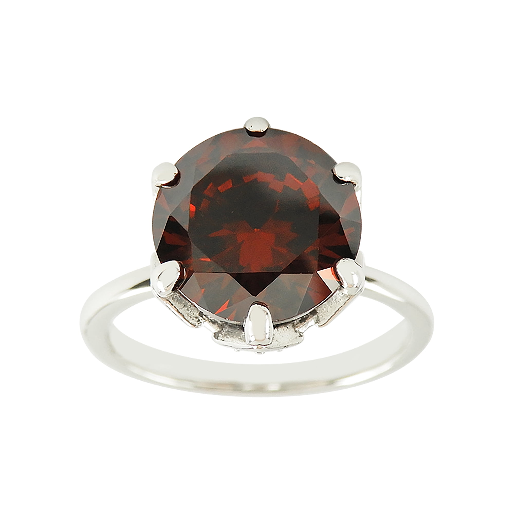MARC 925 Sterling Silver 6.40 ct Round cut 10 mm Garnet Cubic Zirconia ...