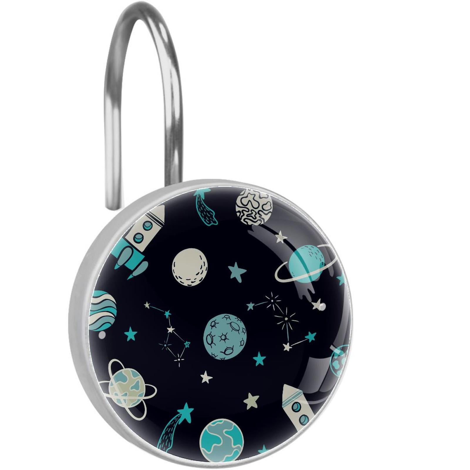 space space rocket star Shower Curtain Hooks（Set of 12）for Home Hotel ...