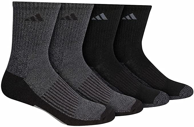 adidas Men's 4 Pair Performance High Quarter Socks Dark Gray/Black ...