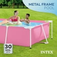 INTEX 7ft x 23in Rectangular Metal Frame Above Ground Pool, Pink ...