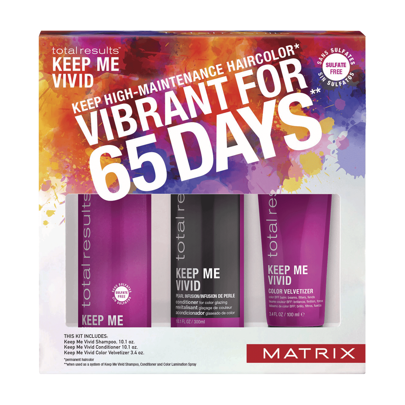 Matrix Total Results Keep Me Vivid Shampoo, Conditioner 10.1 oz Leave ...