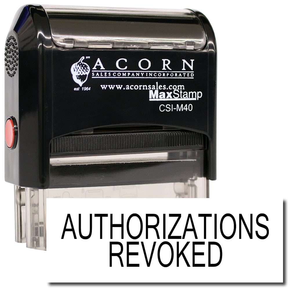 Large Self-Inking Authorizations Revoked Stamp with Mint Green Ink ...
