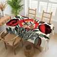 1pc Floral Black Red Poppy Flower Print Tablecloths rectangle, Machine ...