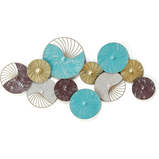 Joveco Rustic Metal Wall Decor, Large Abstract Lotus Leaf Discs ...